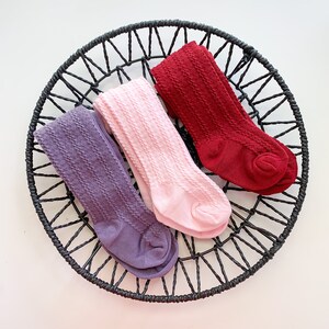 Infant Cable Knit Tights - Cable Knit Stockings - Red Tights - Lavender ...