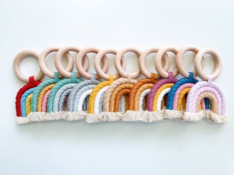 Baby Boho Rainbow Teether Wooden Ring Teether Neutral Baby - Etsy