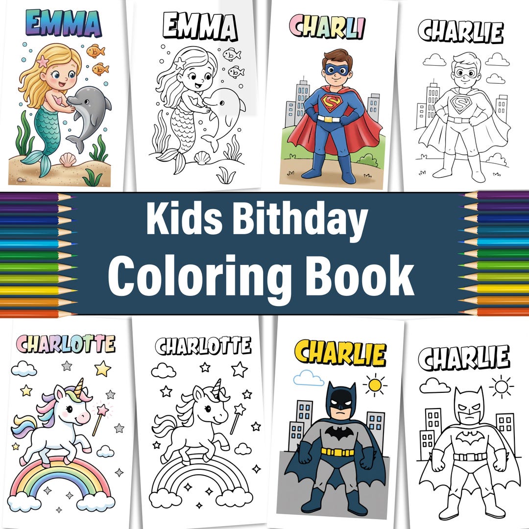 Kids Coloring Book | 12 Printable Pages, Toddler Activity (A4 PDF) - Etsy
