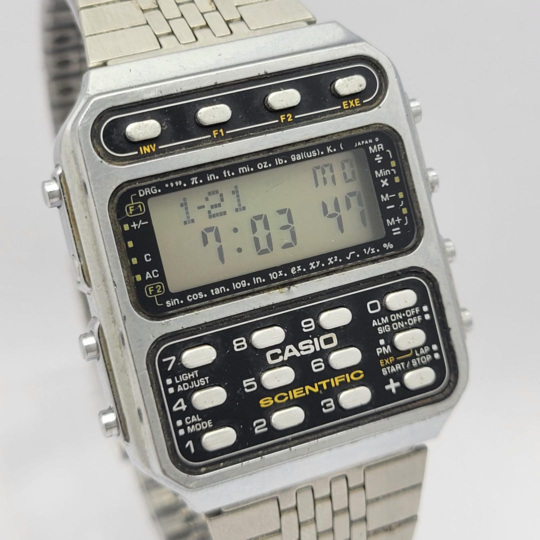 Casio CFX-200 Scientific Calculator 197 Digital Quartz Vintage Men’s ...