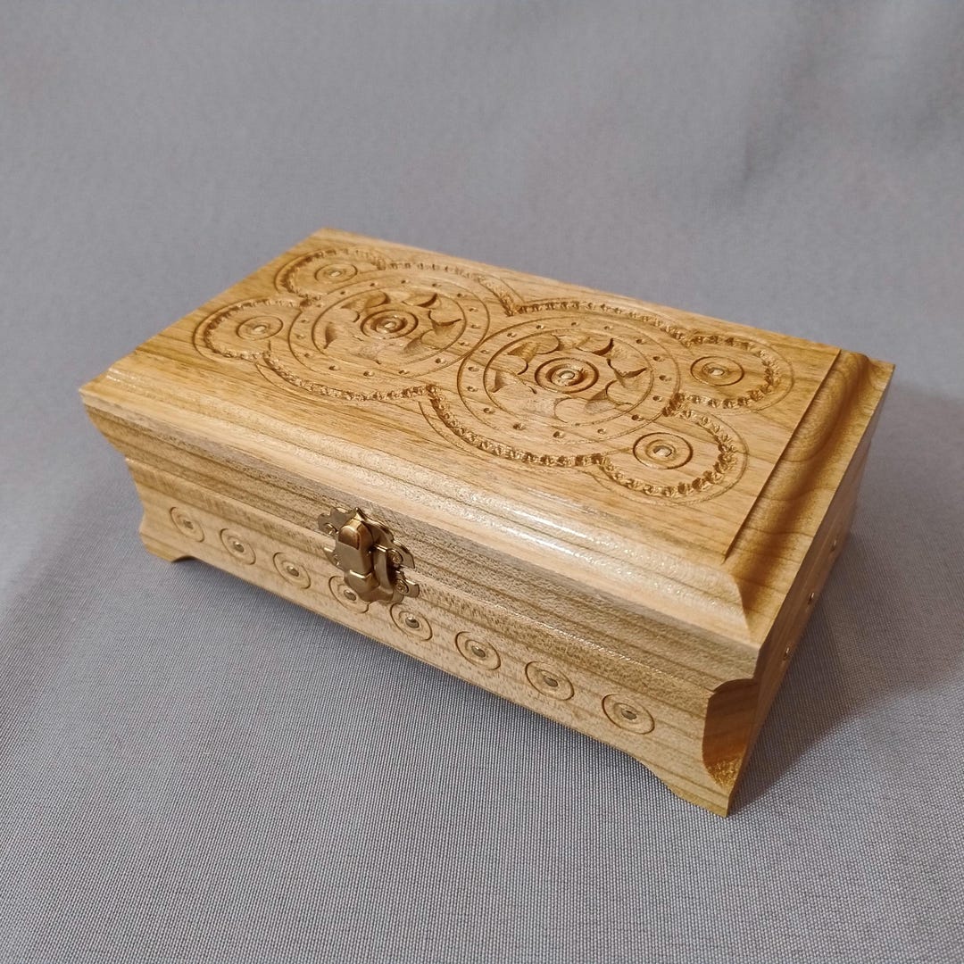 Handmade Cherry Wood Keepsake Box | Geometric Carved Jewelry Box - Etsy