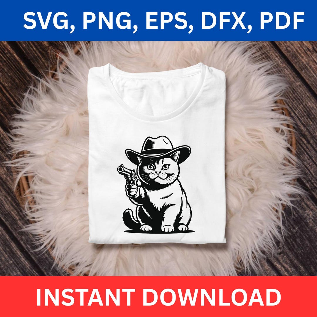 Cowboy Cat Clipart | Funny Western Kitty Design (digital Download) - Etsy