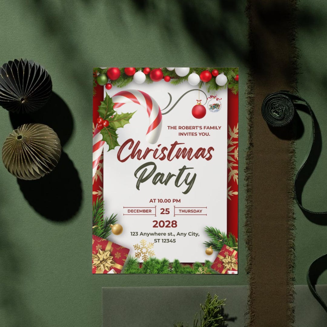 Digital Christmas Party Invitation | Printable Holiday Invite ...