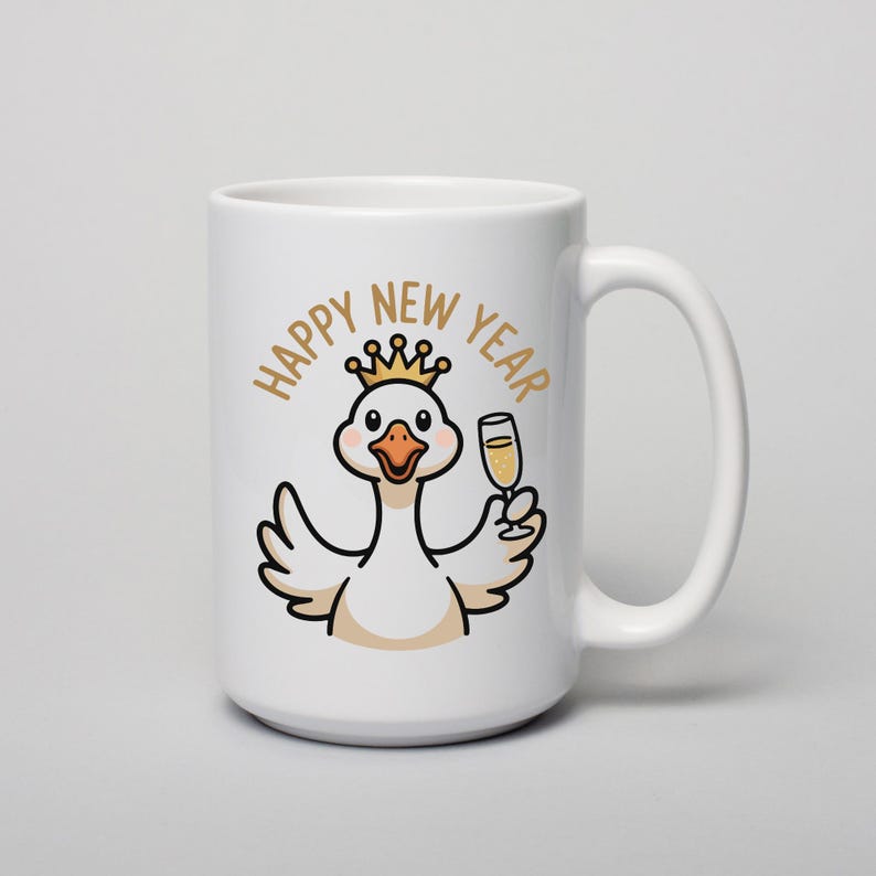 New Year Silly Goose PNG | Hello 2026 Trendy Coquette Duck ...