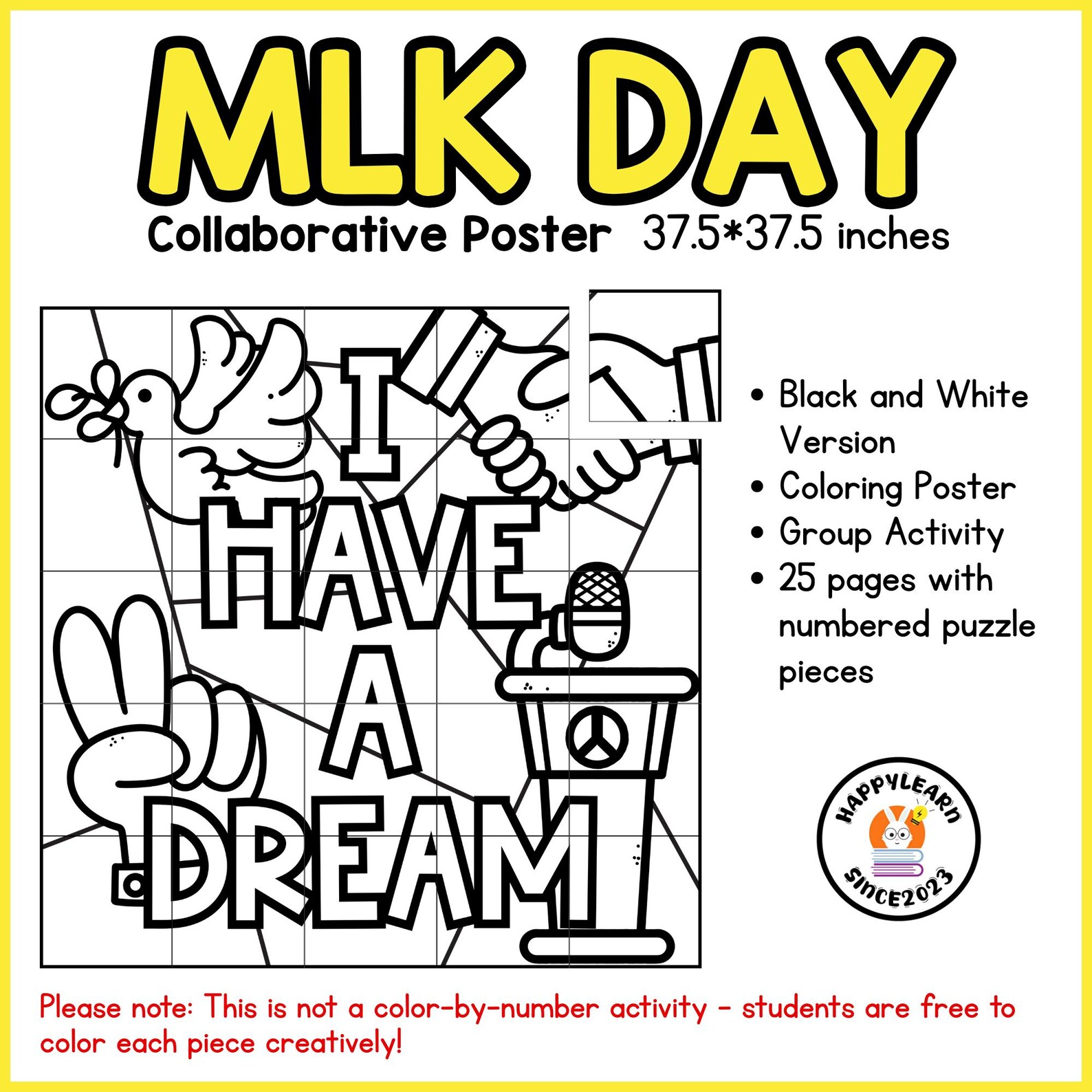Martin Luther King Jr. Collaborative Poster – I Have a Dream Peace Art ...