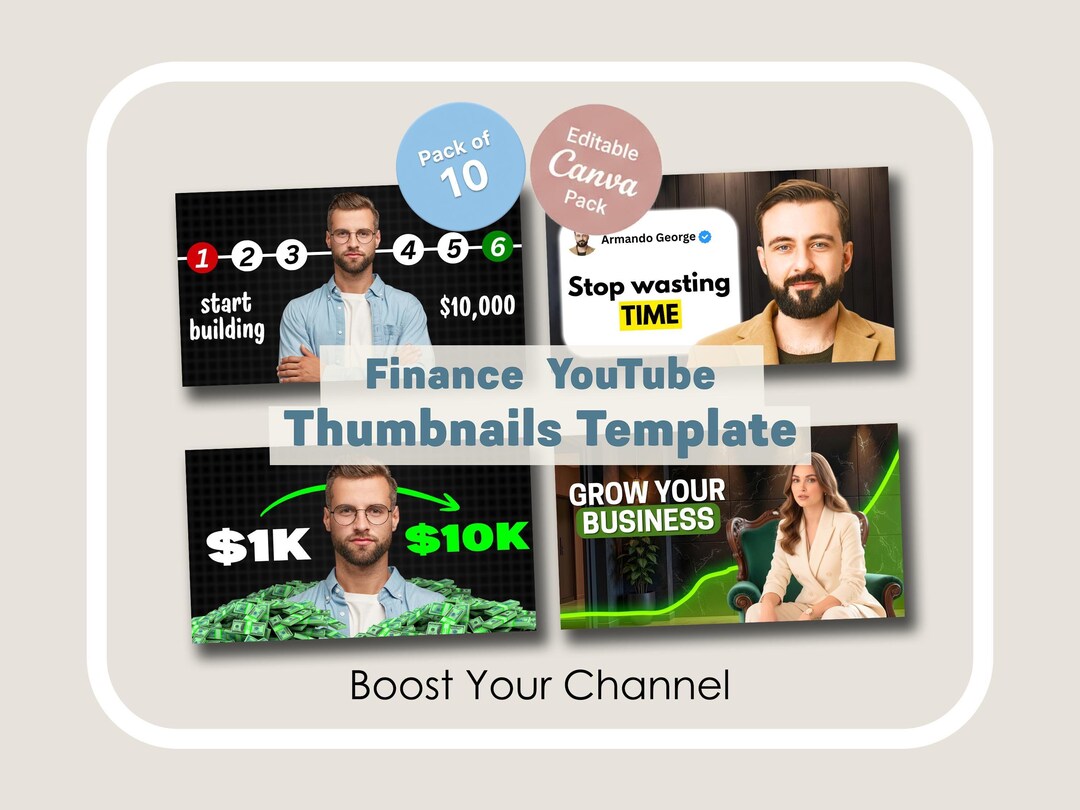 Finance Youtuber Thumbnail Template Canva Editable for Creators and ...