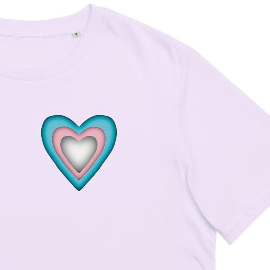 Abstract 3D Paper Art Design, Trans Flag Heart, Unisex Organic Ribbed ...