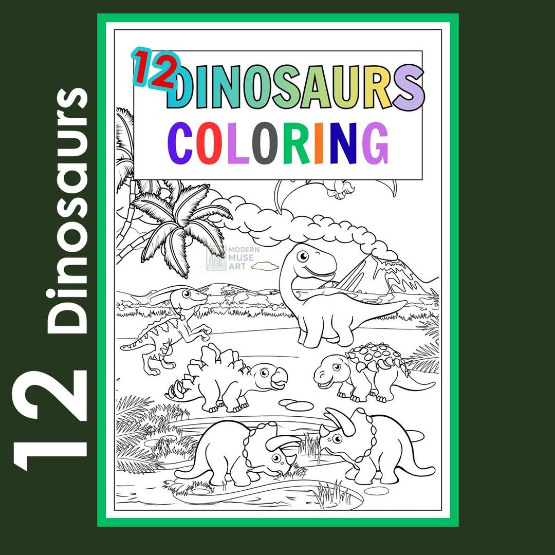 Dinosaurs Coloring Book for Kids 12 Pages – Printable Dinosaur With ...