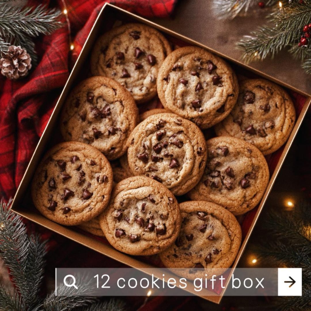 Luxury Chocolate Chip Cookies Gift Box – 12 Baked Fresh With Organic ...