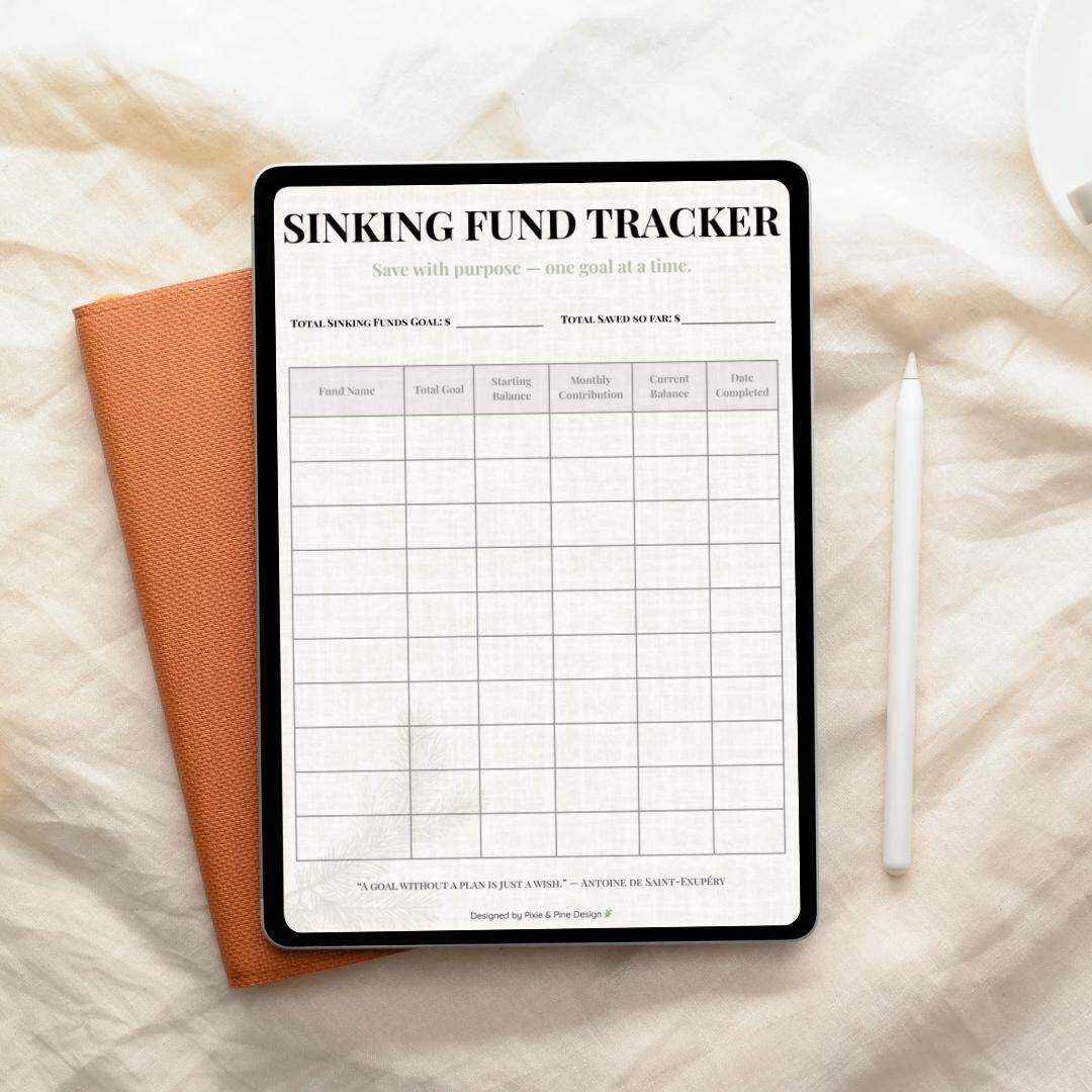 Sinking Fund Tracker | Printable Savings Tracker | Budget Planner Add ...