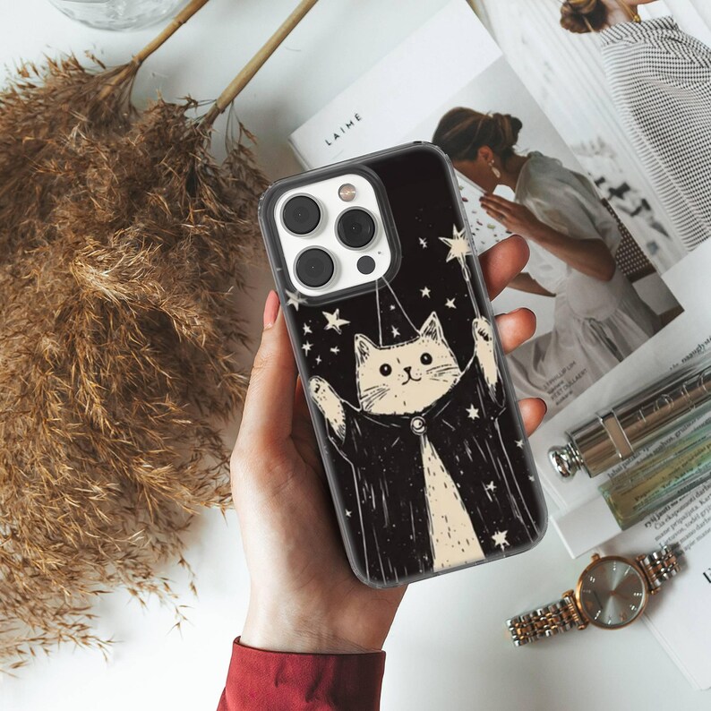 Wizard Magician Cat Phone Case, Mystical Feline Magic Design, Celestial ...