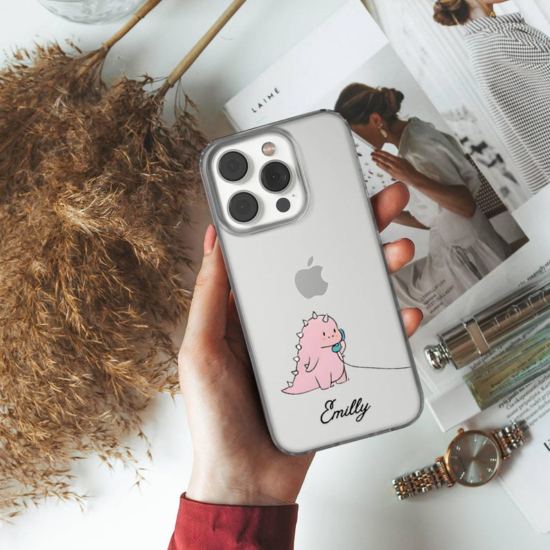 Dinosaur Couple Phone Case Custom Name Matching Cover for iPhone 16e ...