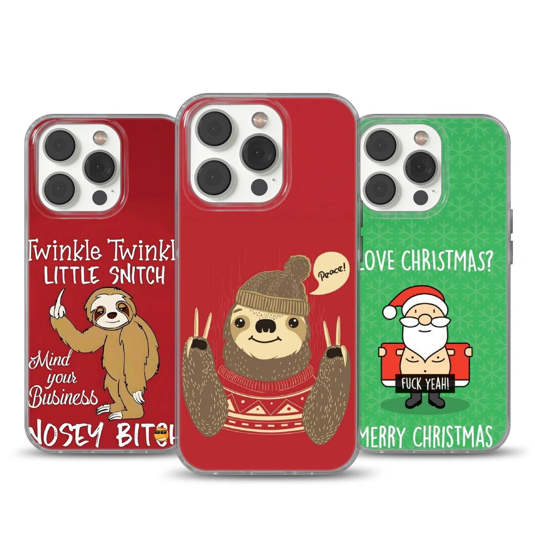 Funny Sloth Christmas Phone Case, Rude Holiday Design - Etsy Ireland