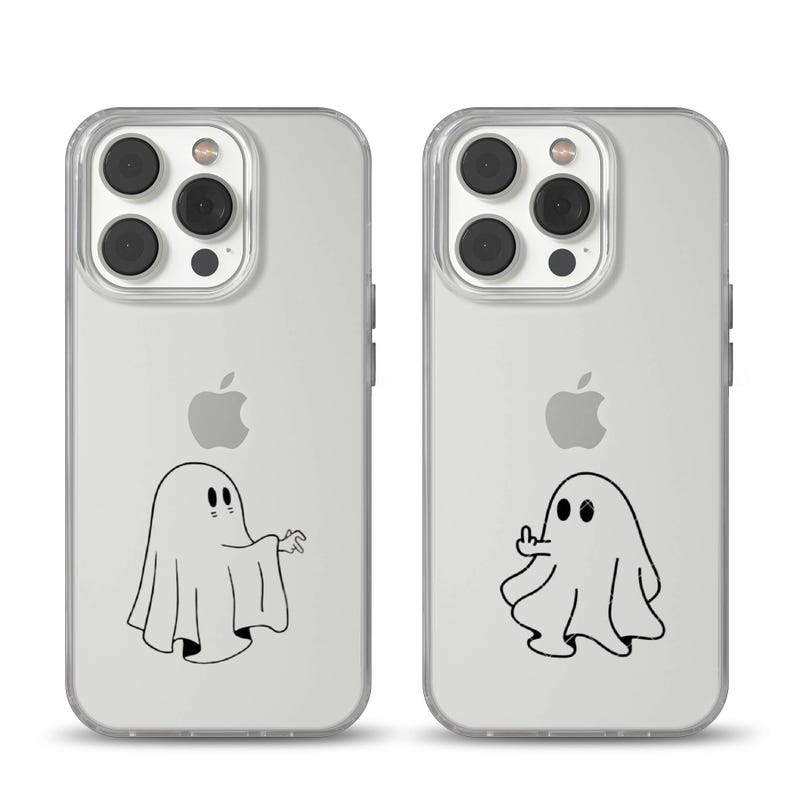 Clear Cute Ghost Couple Matching Phone Cases for iPhone 17 Pro Max, 16e ...