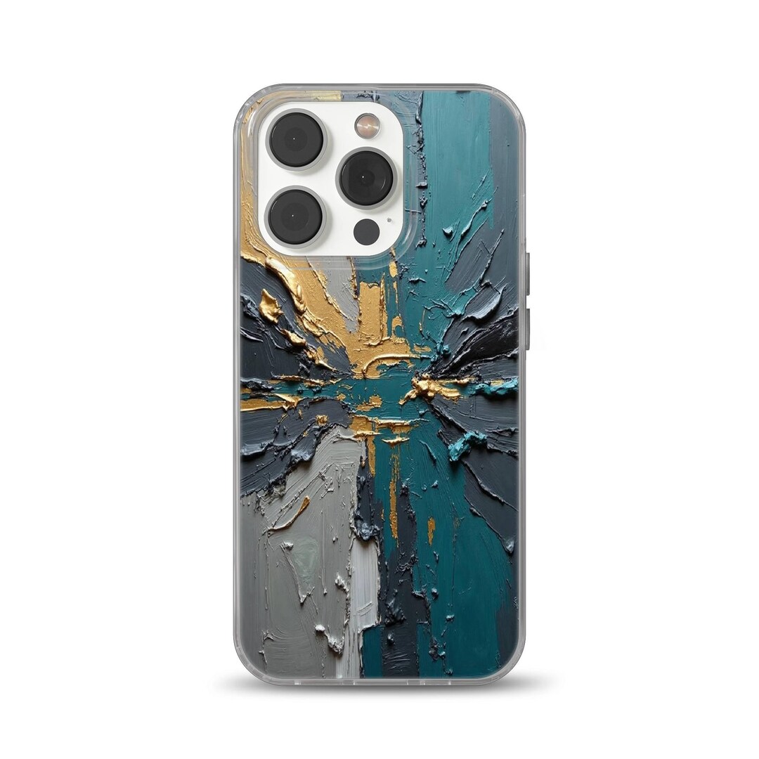 Gold Silver Art Phone Case, Painting Design for iPhone 16e, 17 Pro Max ...