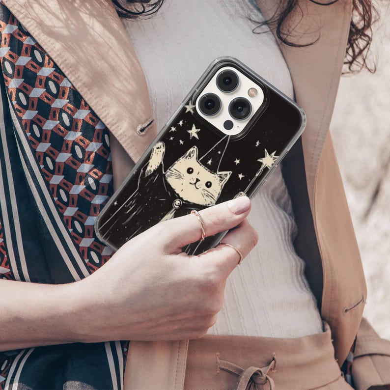 Wizard Magician Cat Phone Case, Mystical Feline Magic Design, Celestial ...