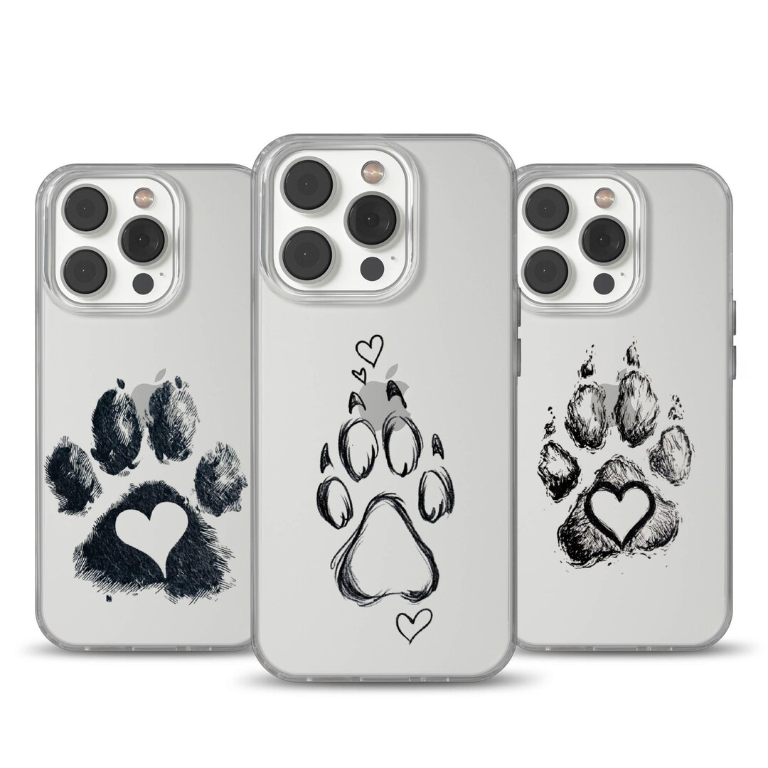 Paw Print Phone Case Clear Background Pet Lover Cover for iPhone 16 Pro ...