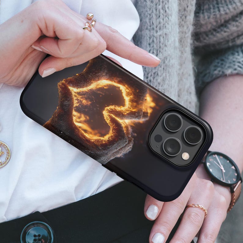 Hands of Fire Forming a Burning Heart in the Darkness Tough or TPU ...