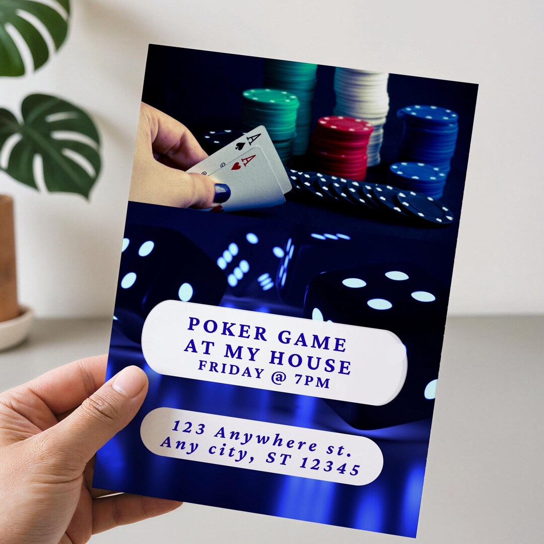 Poker Night Invitation Printable Game Night Card Template - Etsy
