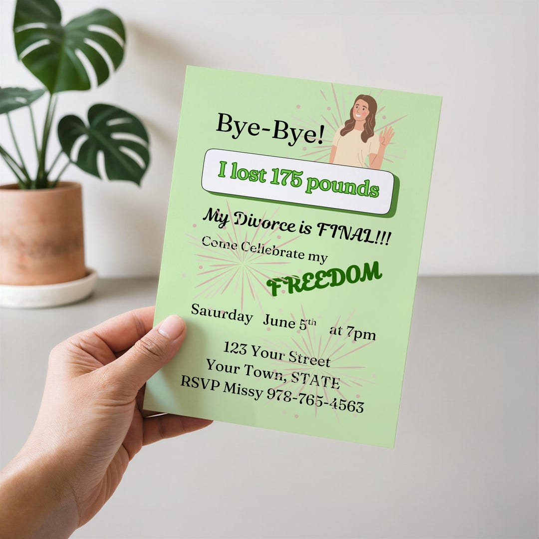 Green Freedom Divorce Party Invitation Editable Canva Template - Etsy