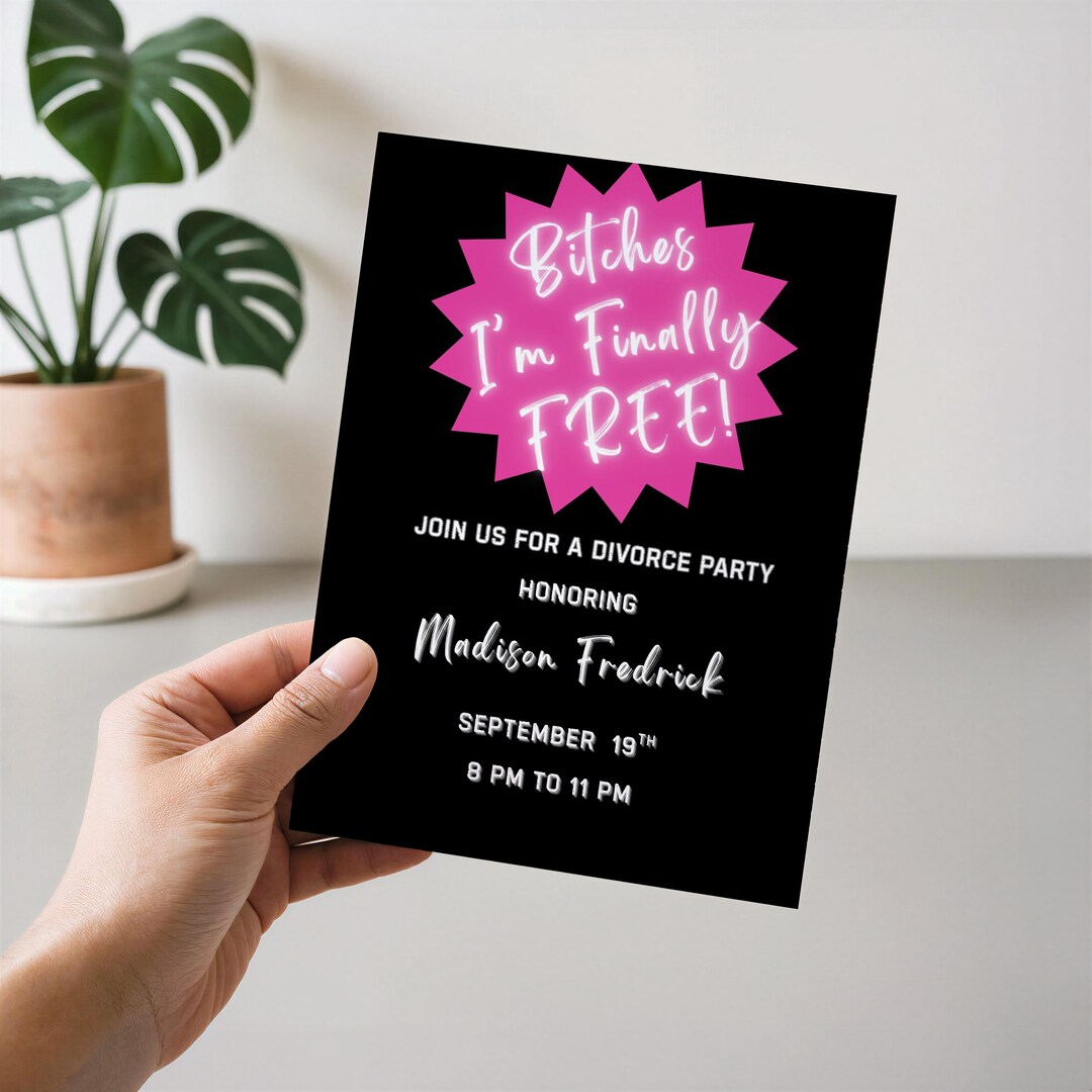 Neon Pink Starburst Divorce Party Invitation Printable Template - Etsy