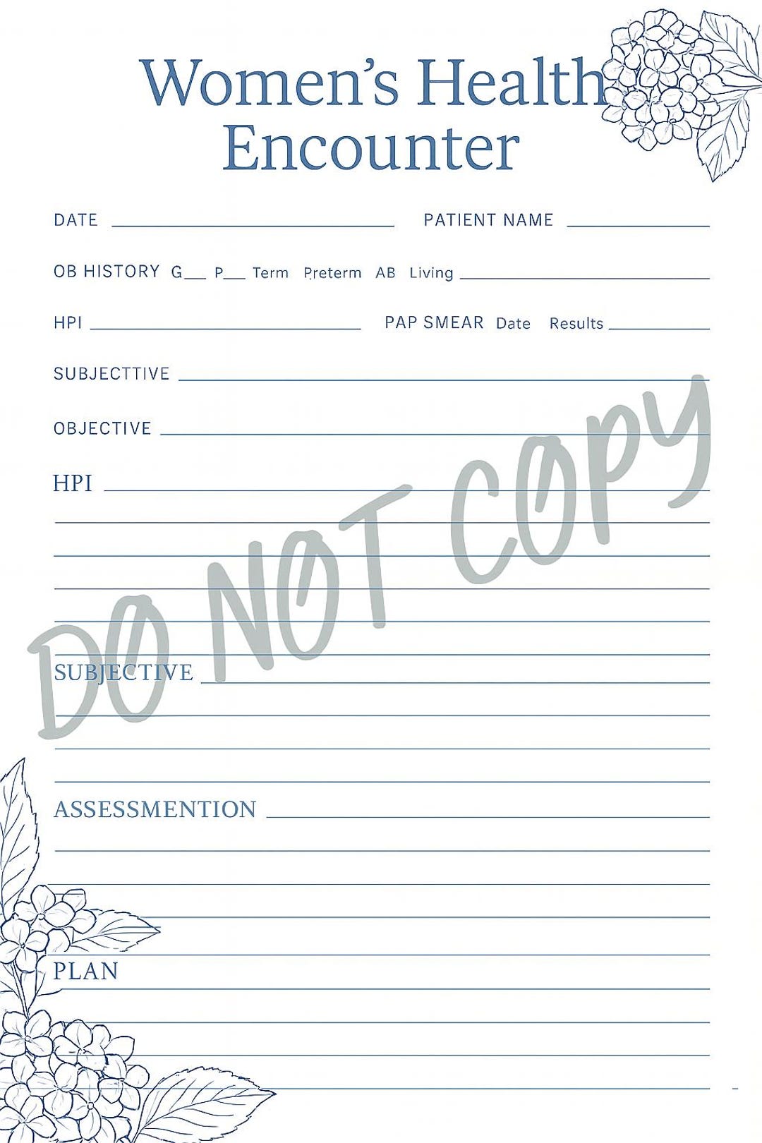 Women’s Health Encounter Template | Nurse Practitioner Clinical Form ...