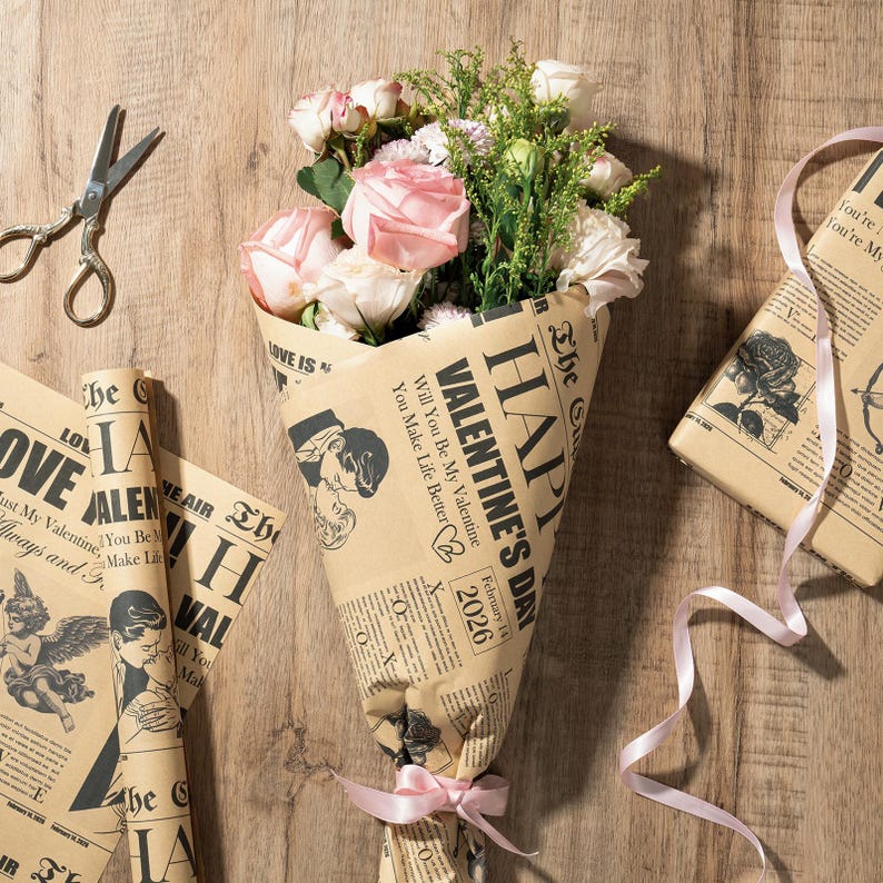Vintage Cupid Post Valentine Wrapping Paper, Vintage Cupid Post ...