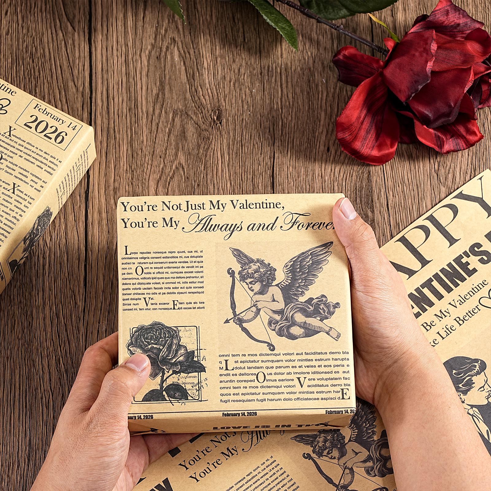 Vintage Cupid Post Valentine Wrapping Paper, Vintage Cupid Post ...
