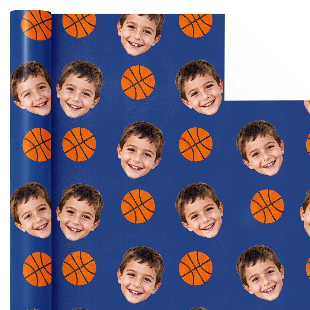 Custom Face Basketball Wrapping Paper – Personalized Sports Gift Wrap ...