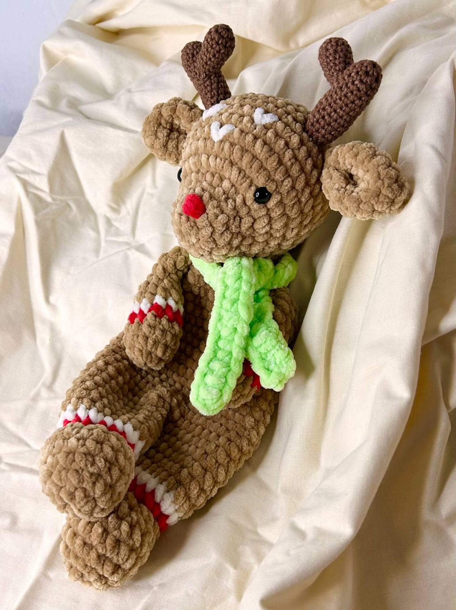 Crochet Reindeer Snuggler Pattern Amigurumi Christmas Lovey Pdf Pattern ...