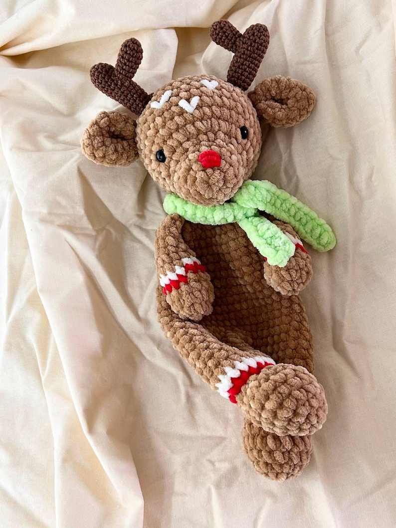 Crochet Reindeer Snuggler Pattern Amigurumi Christmas Lovey Pdf Pattern ...