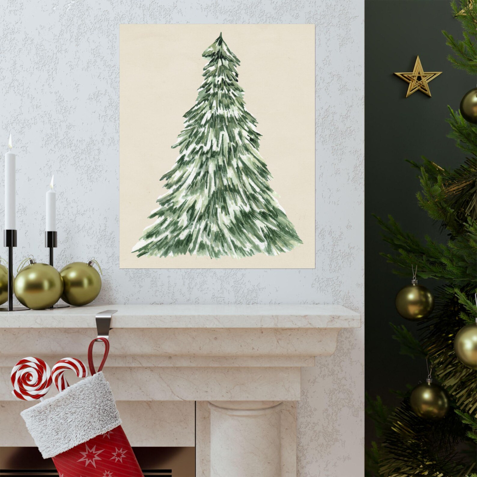 Rustic Christmas Tree Print, Holiday Wall Art - Etsy