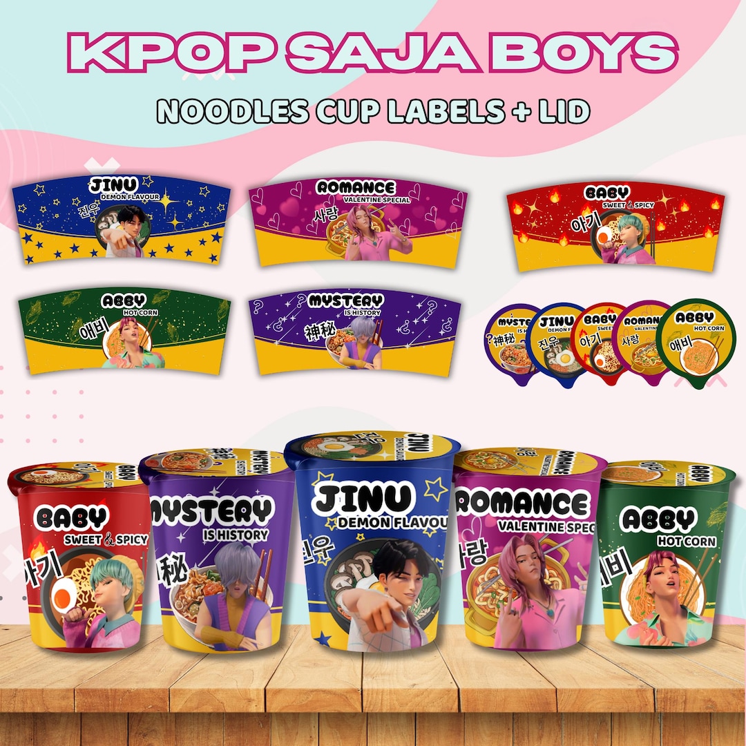 Kpop Demon Hunters, Saja Boys Ramen Cup Noodles, Cup Noodle Labels ...