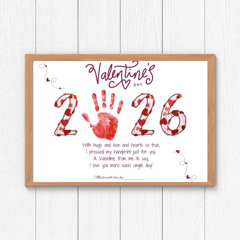 Valentines Day Handprint Art Craft for Kids, Flower Poem Keepsake Art ...