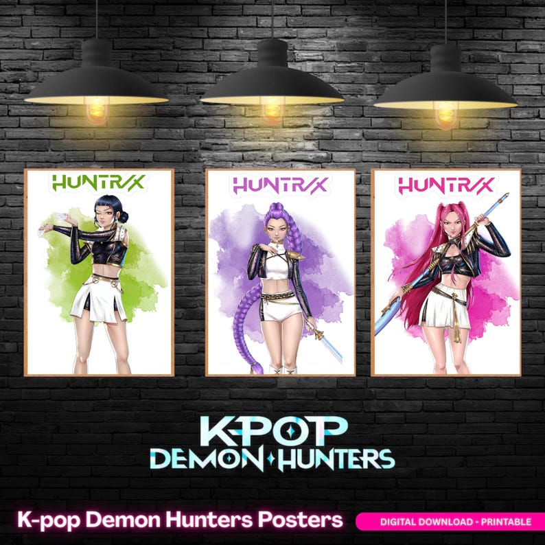 Kpop Demon Hunters Poster Huntrx Fan Art Wall Print for K-pop Demon ...