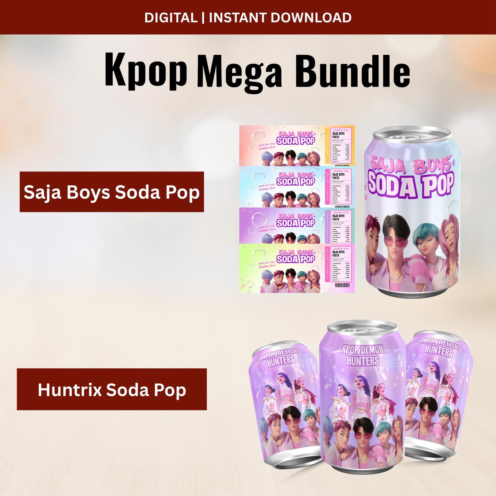 Kpop Demon Hunters Birthday Bundle: KDH Cup Noodles Ramen Label, Saja ...
