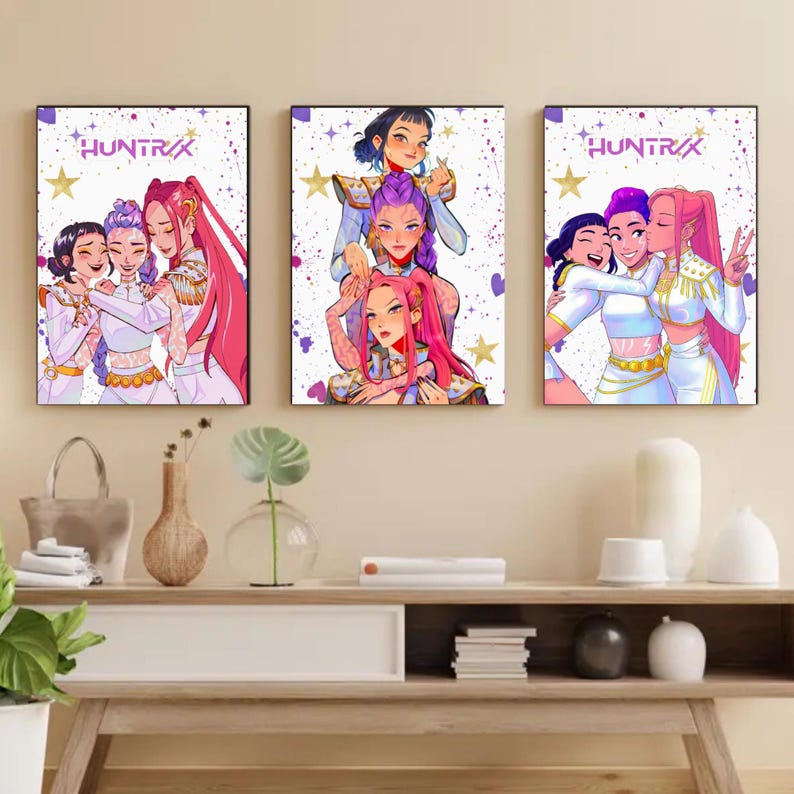 Kpop Demon Hunters Poster Huntrx Fan Art Wall Print for K-pop Demon ...