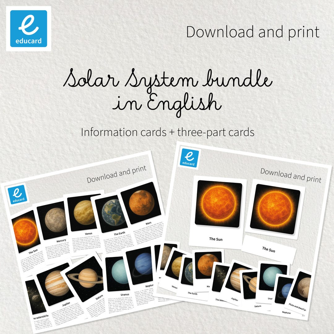 Solar System Bundle in English · Info Cards & 3-part Cards · Montessori ...