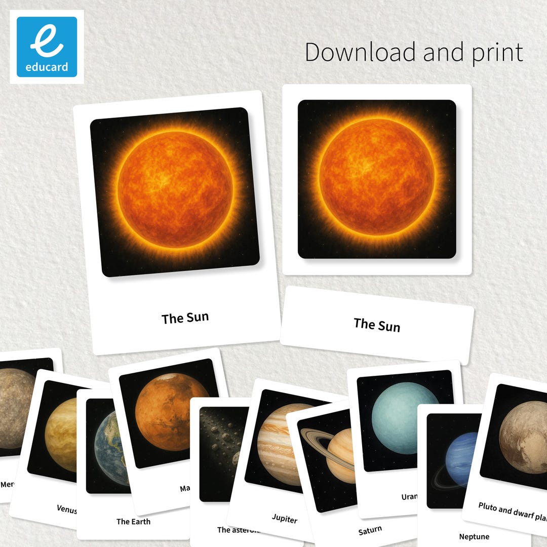 Solar System Three-part Cards in English· Montessori · Printable ...