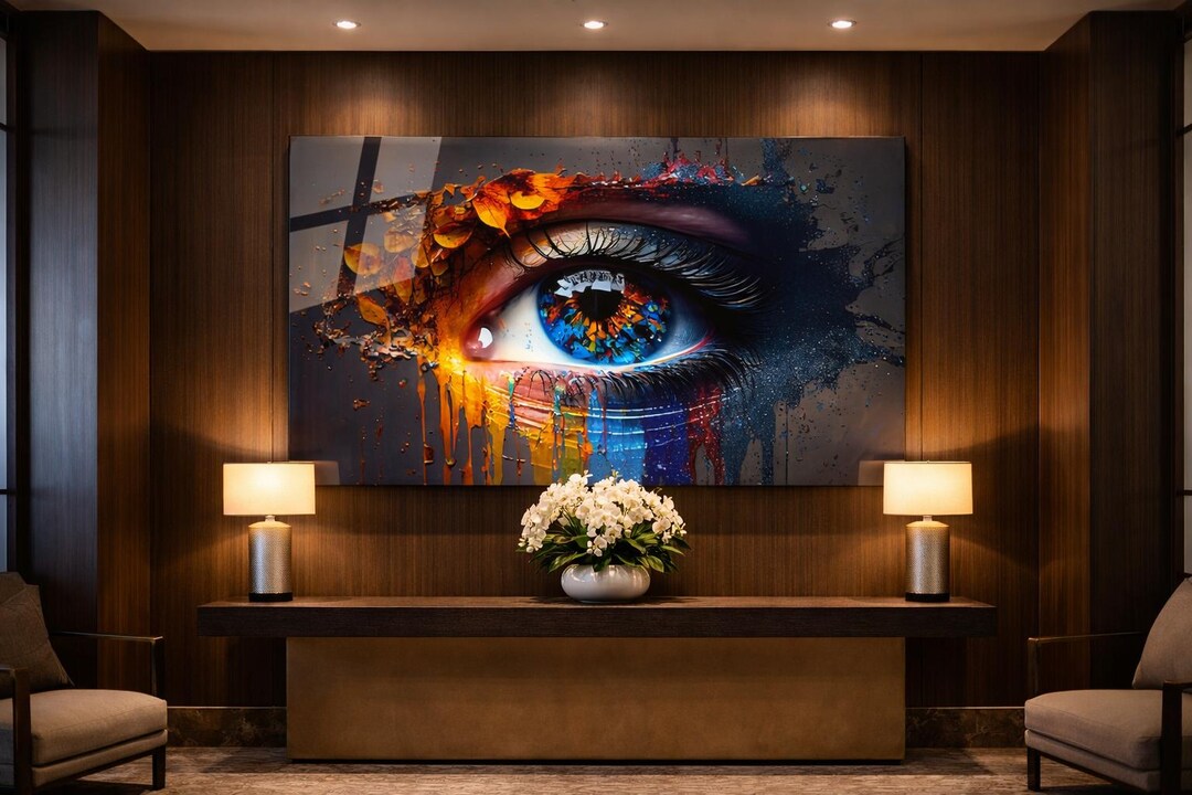Abstract Eye Glass Wall Art, Colorful Modern Wall Decor, Surreal Eye ...
