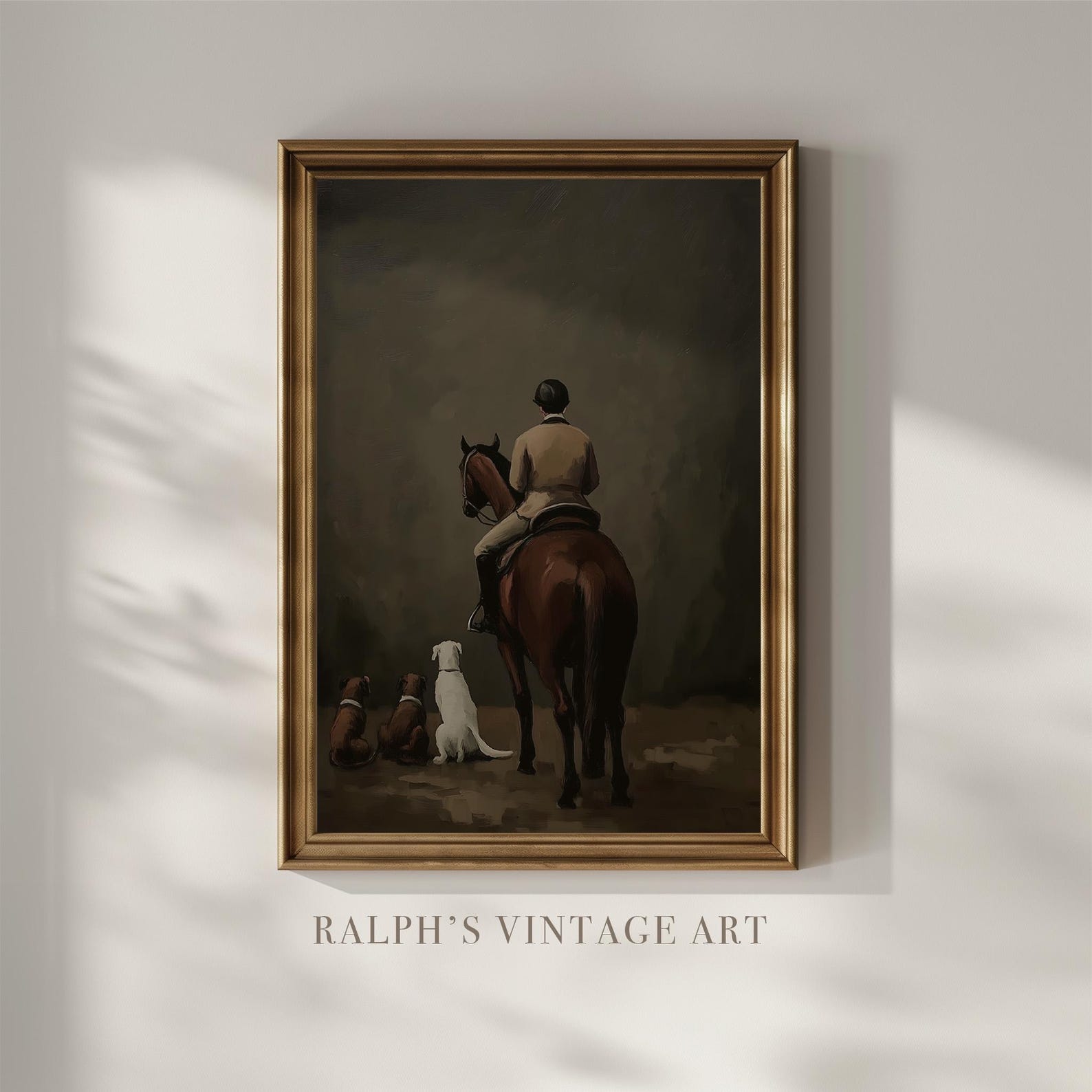 Fox Hunter in Field: Dark Moody Vintage Equestrian Oil Painting - Etsy