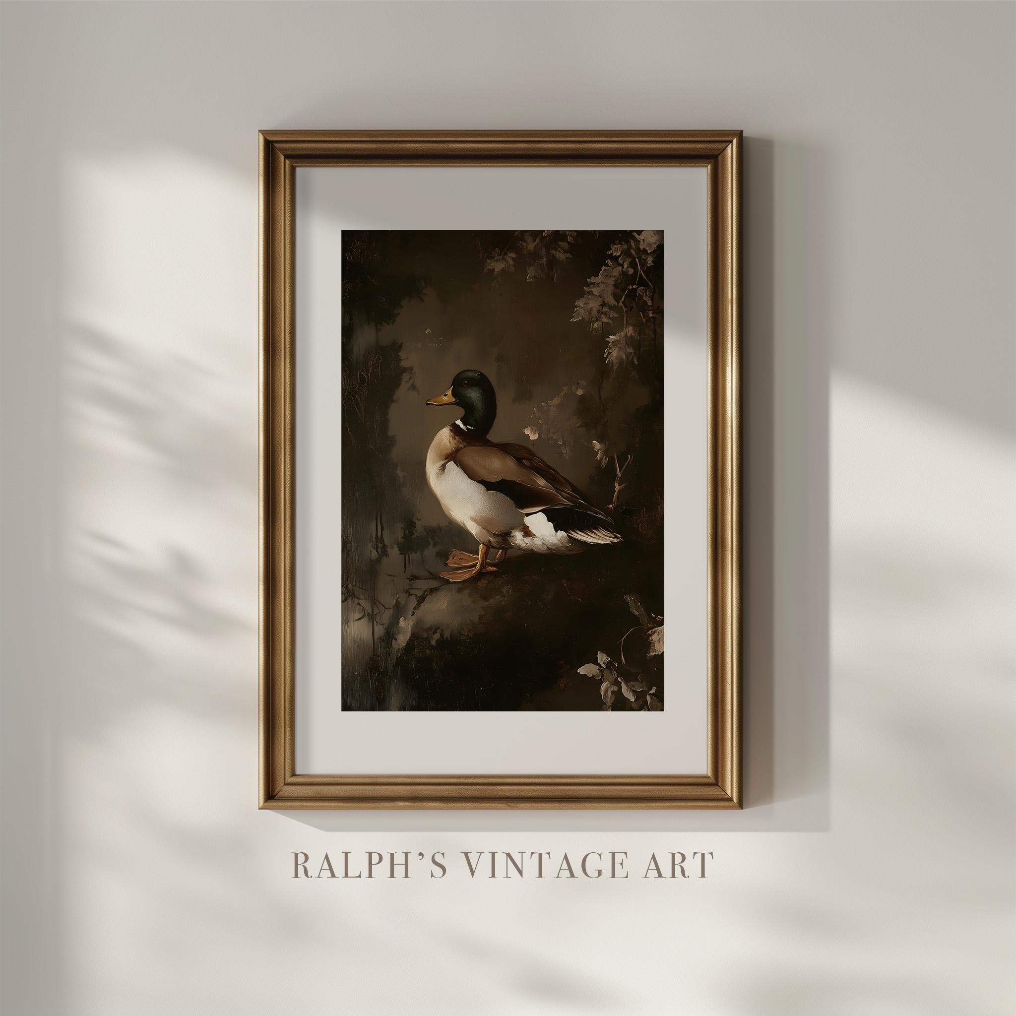 Mallard Duck Oil Painting: Dark Moody Vintage Wildlife Artwork - Etsy