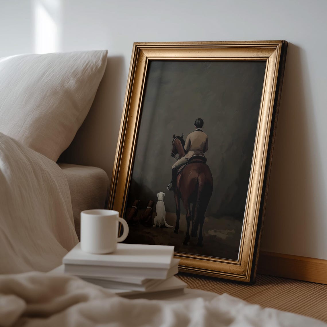 Fox Hunter in Field: Dark Moody Vintage Equestrian Oil Painting - Etsy
