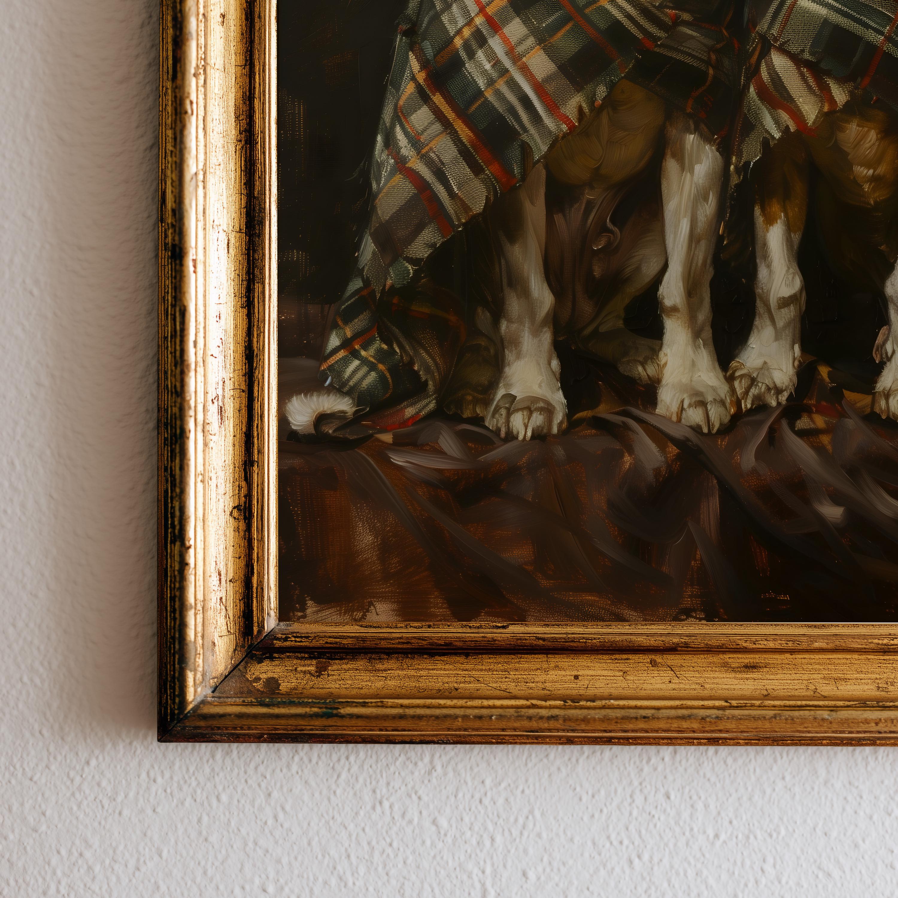 Beagles in Tartan Capes: Vintage Oil Painting in Warm Golden Light - Etsy