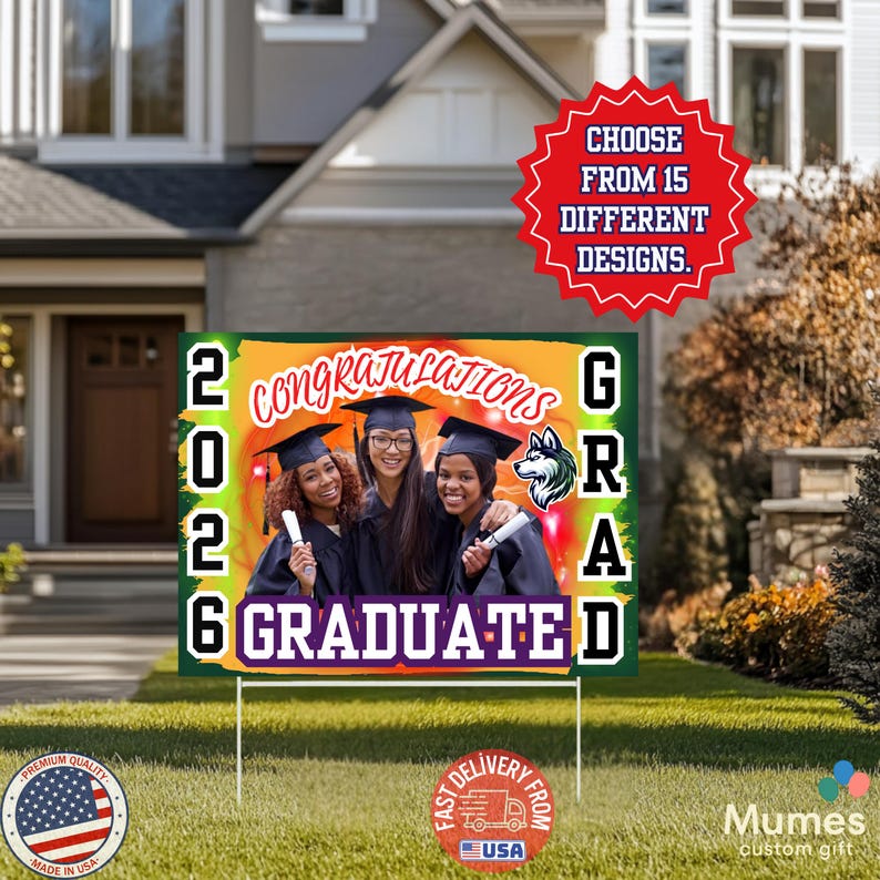Graduation Yard Sign Class of 2026 Personalized Photo Graduation Sign ...