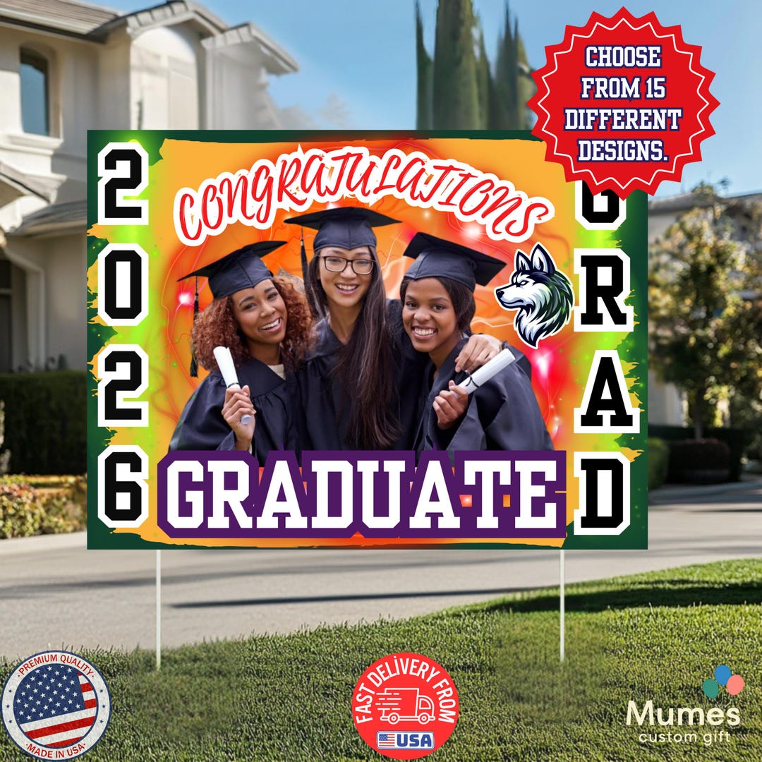 Graduation Yard Sign Class of 2026 Personalized Photo Graduation Sign ...
