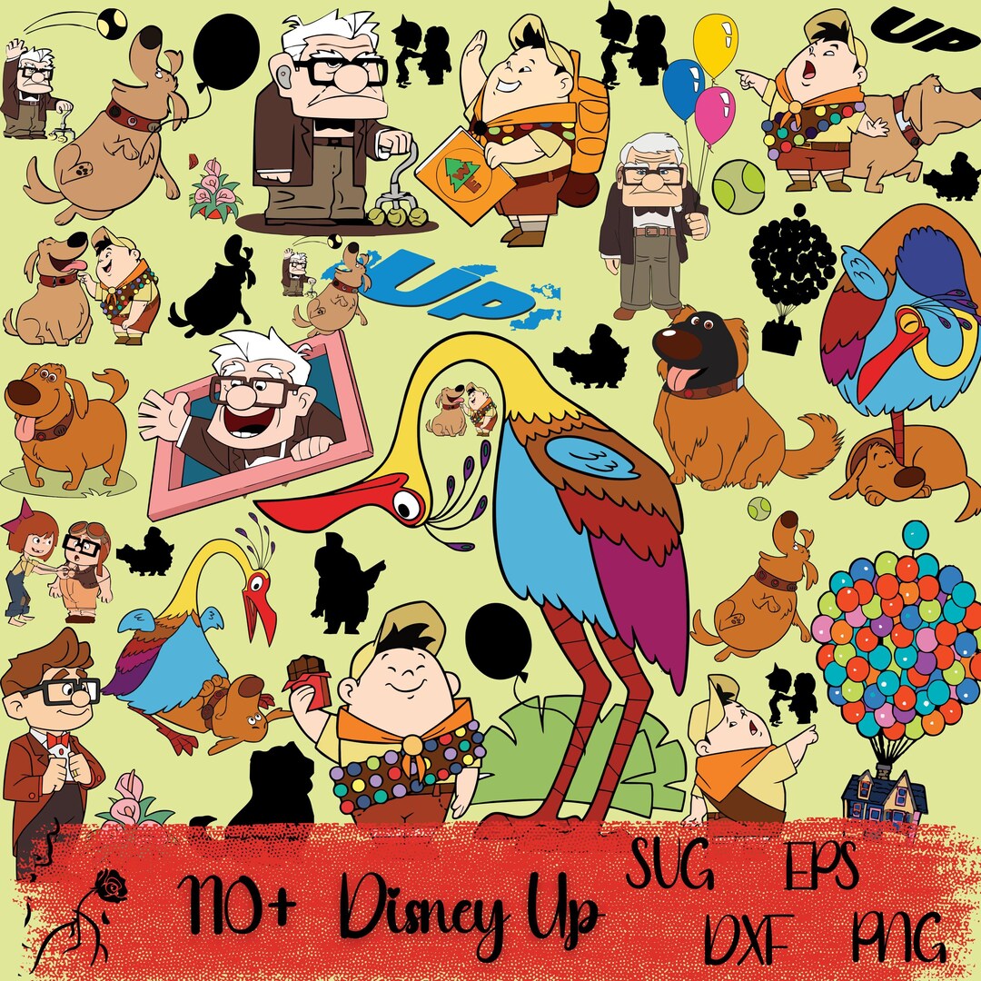Disney Pixar Carl and Ellie Clipart Movie SVG PNG Bundle, Digital ...