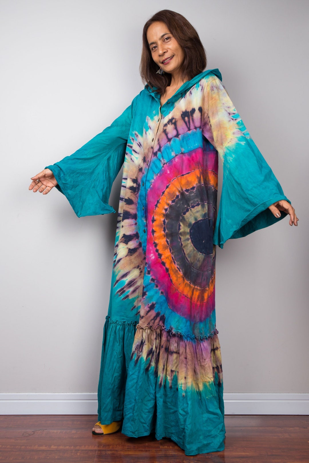 Tie Dye Dress - Women's Maxi Dress, Tie Dye Cardigan Dress, Tye Dye ...