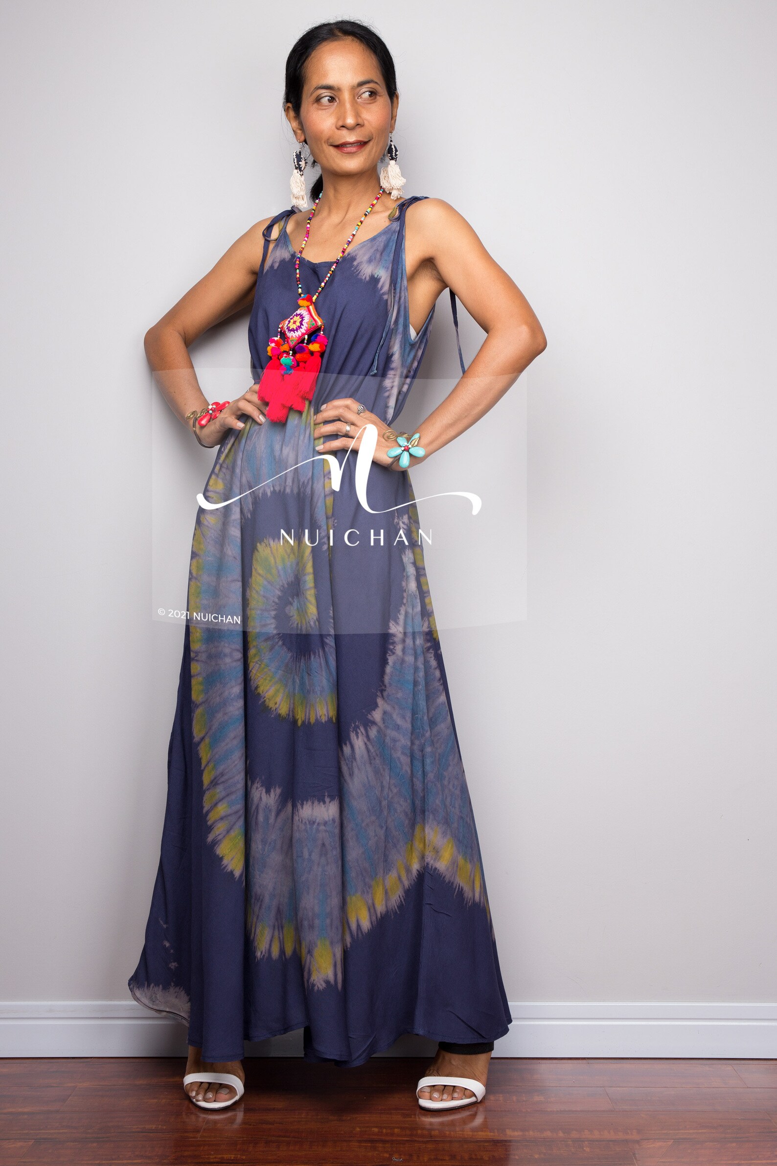 Tie dye beach dress summer strap dress Holiday resort dress | Etsy