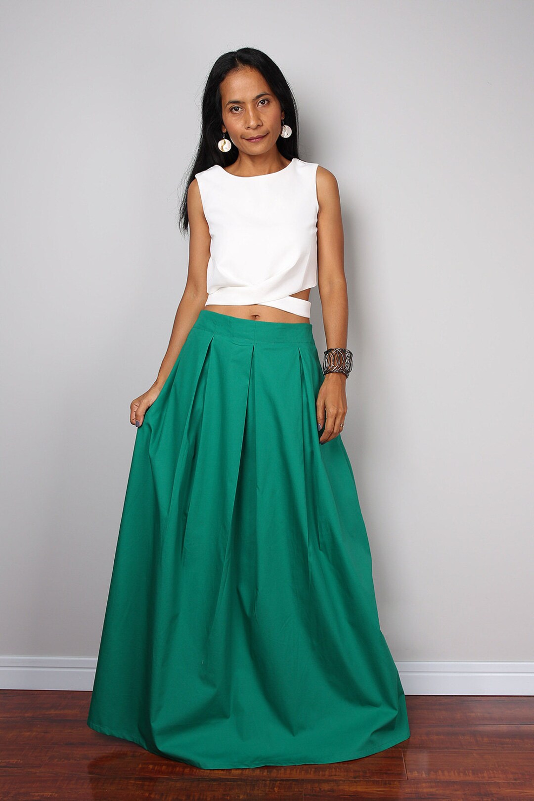 Green Skirt, Long Skirt, Green Skirt for Women, Floor Length Green Maxi ...